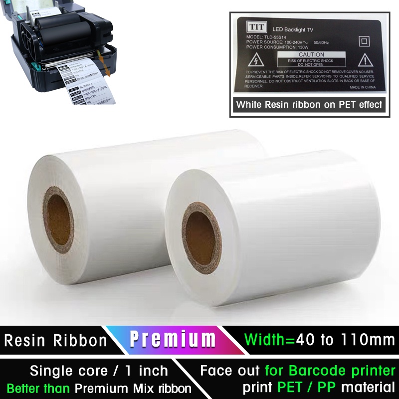 white resin ribbon synthetic ribbon print black barcode label sticker ...