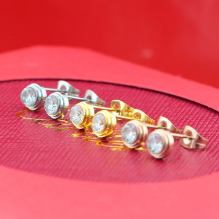 Fashion 18K gold simple single diamond earrings for women | Shopee Malaysia