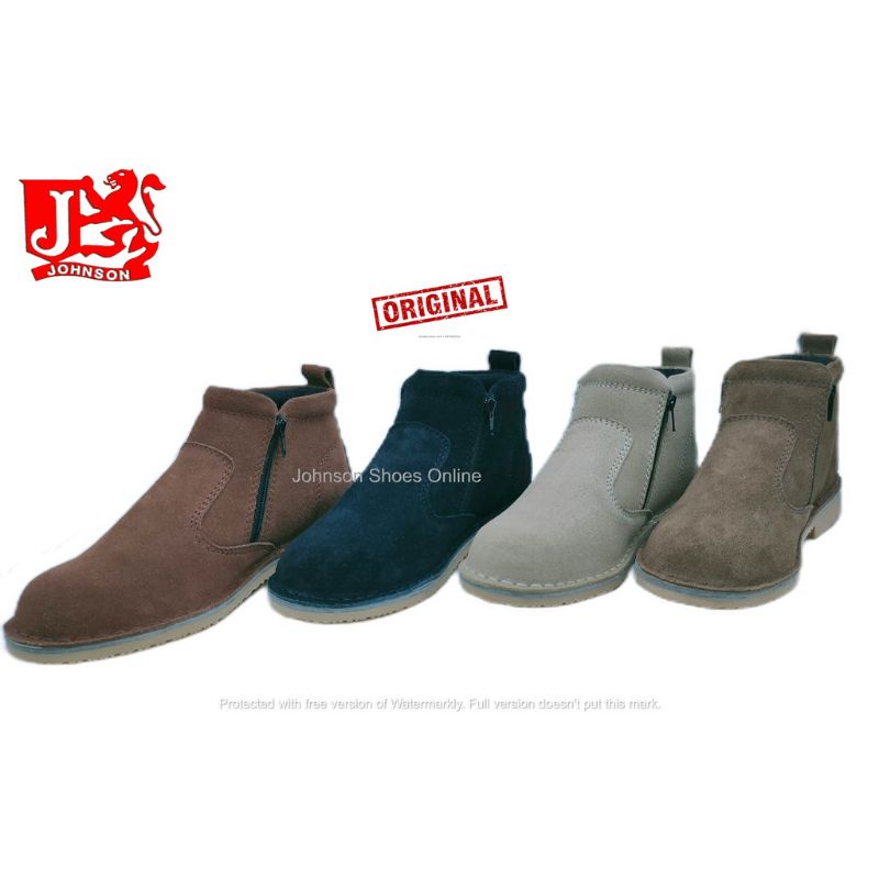 Original JOHNSON men classic code 112017 leather half cut shoes desert ...
