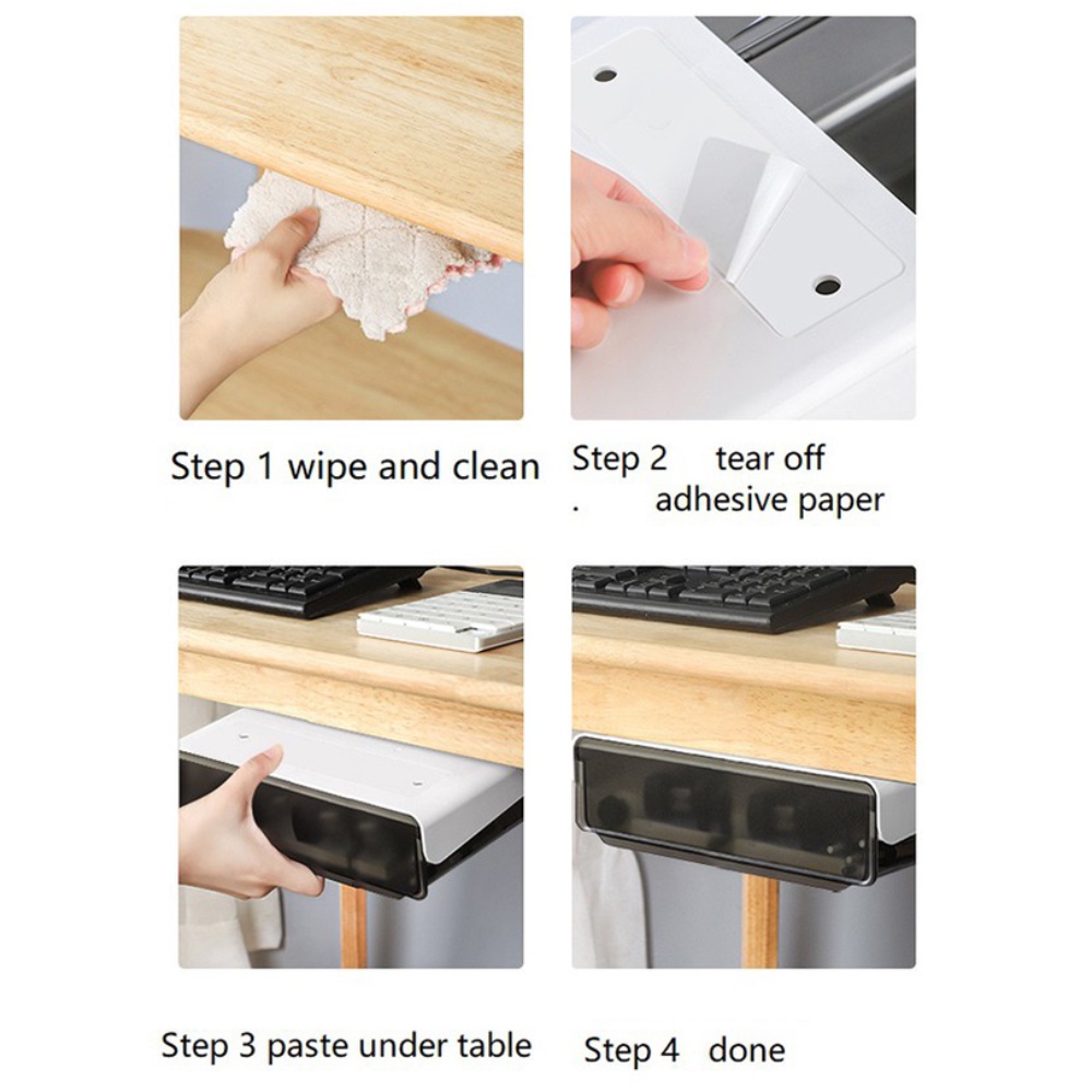 Under Table Desk Drawer Stationary Box Self-adhesive Under-drawer ...