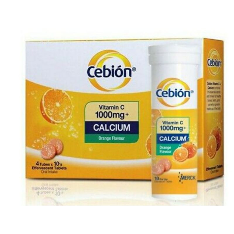 CEBION VITAMIN C 1000MG + CALCIUM ( 4 x 10 ) 4 TUBE 40 TABLET) VITAMIN ...