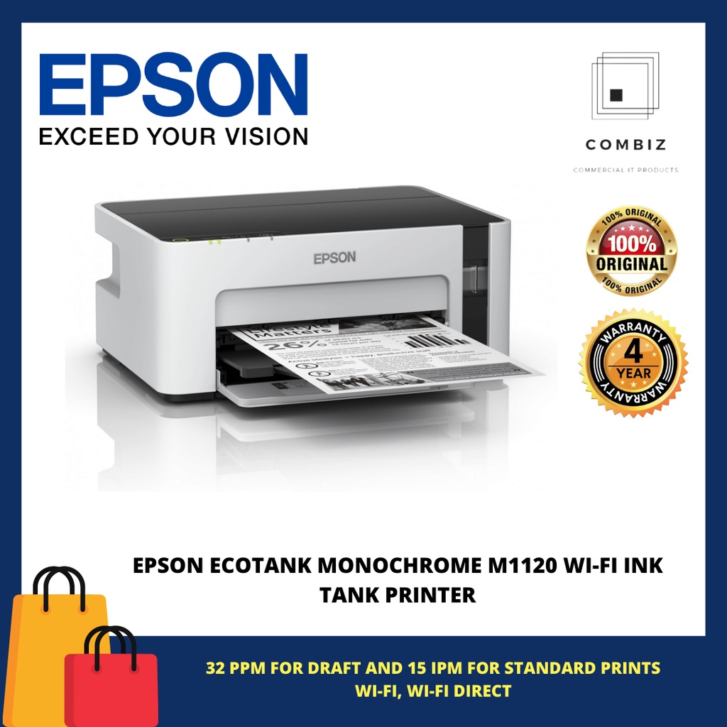 EPSON ECOTANK MONOCHROME M1120 WI-FI INK TANK PRINTER (STOCK PLEASE ASK ...
