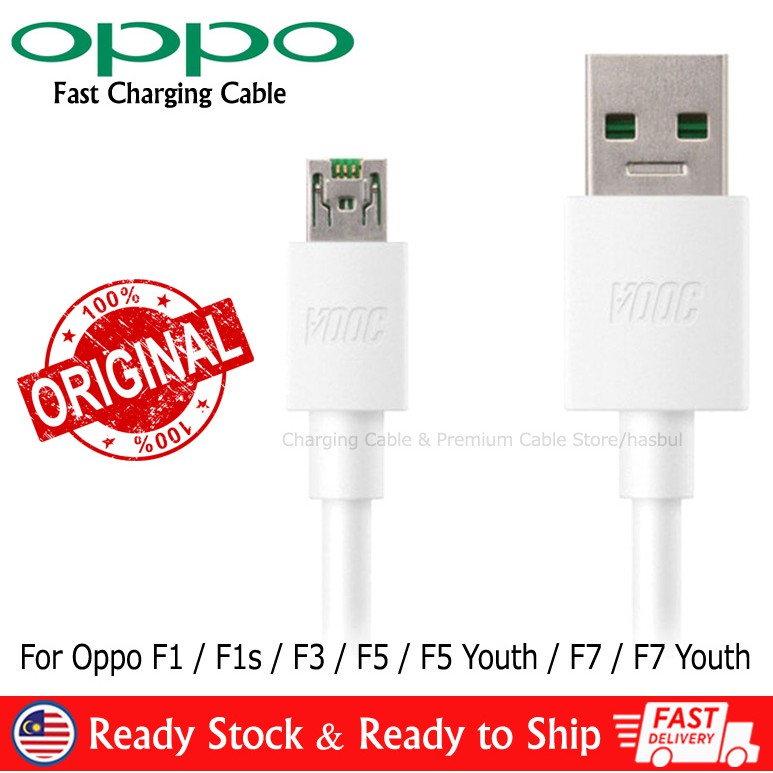 100% Original OPPO Charging Cable For F1/F1s/F3/F5/F5 Youth/F7/F7 Youth ...