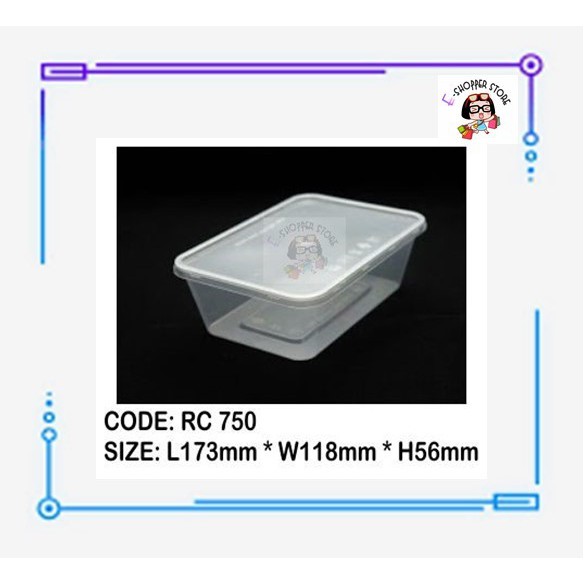 RC750 (±25pcs)# 750ml Rectangle Plastic Container With Lid Food ...