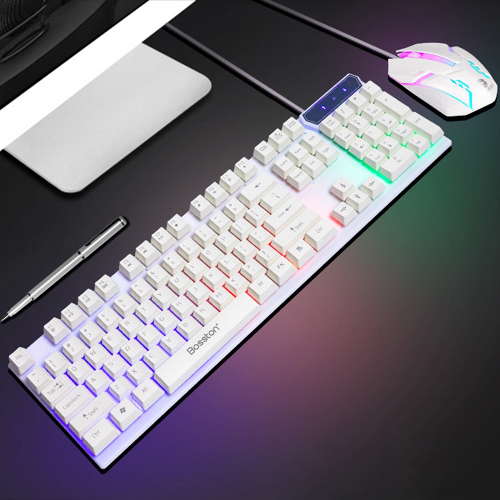 LED Gaming Mouse Keyboard Set Wired USB Luminous Ergonomic Quiet ...