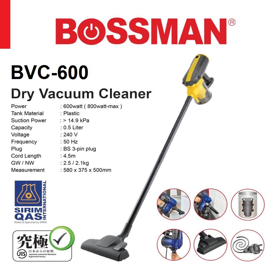 BOSSMAN BVC-600 Corded Portable Handheld Dry Vacuum Cleaner 600W BVC ...