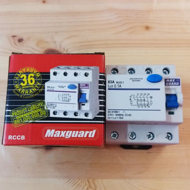 Maxguard ELCB 63A 4P 100mA RCCB/ Equivalent | Shopee Malaysia