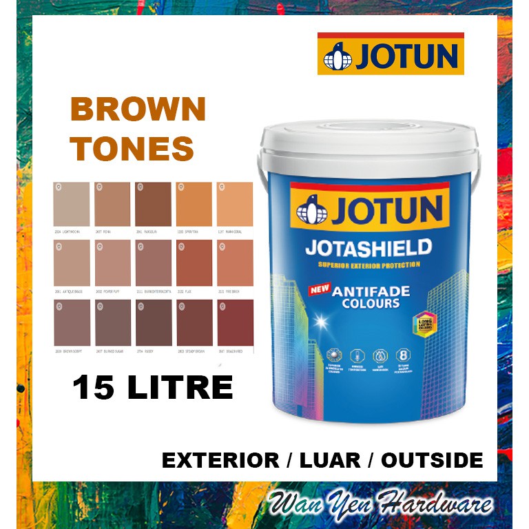 15 LITRES (BROWN TONES) JOTUN JOTASHIELD ANTIFADE COLOUR (EXTERIOR/LUAR ...