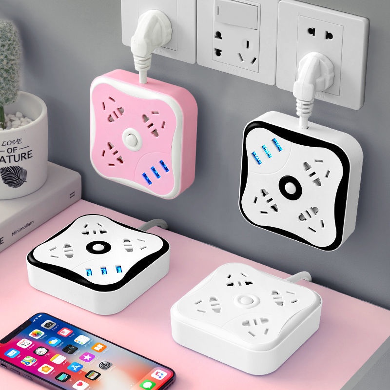 Multifunctional Socket Multi Bit Usb Plug Board With Long Line Plug Row Porous Household