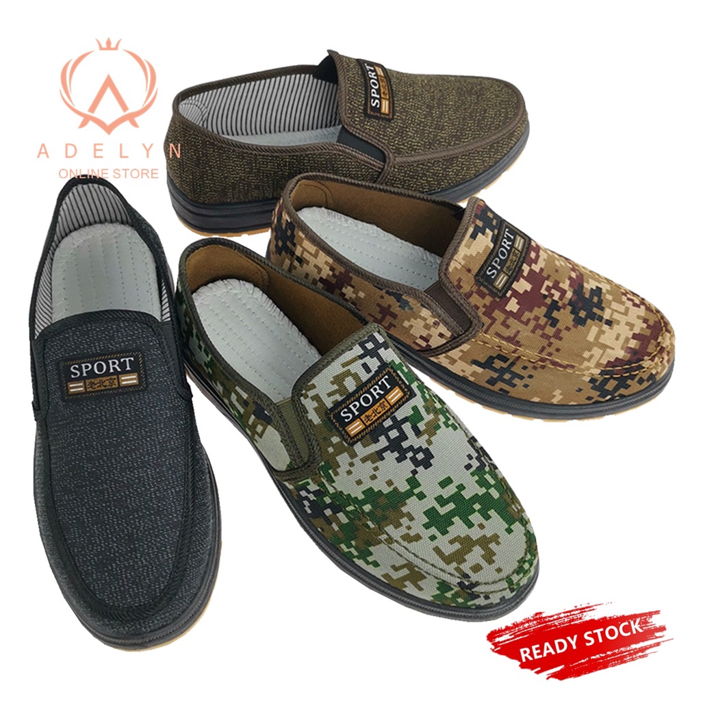 MEN AD1 WORKING COMFORTABLE CANVAS NON-SLIP SHOES SLIP ON / KASUT ...