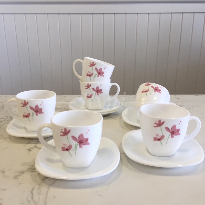 Luminarc Cherry Blossom Cup and Saucer | Shopee Malaysia