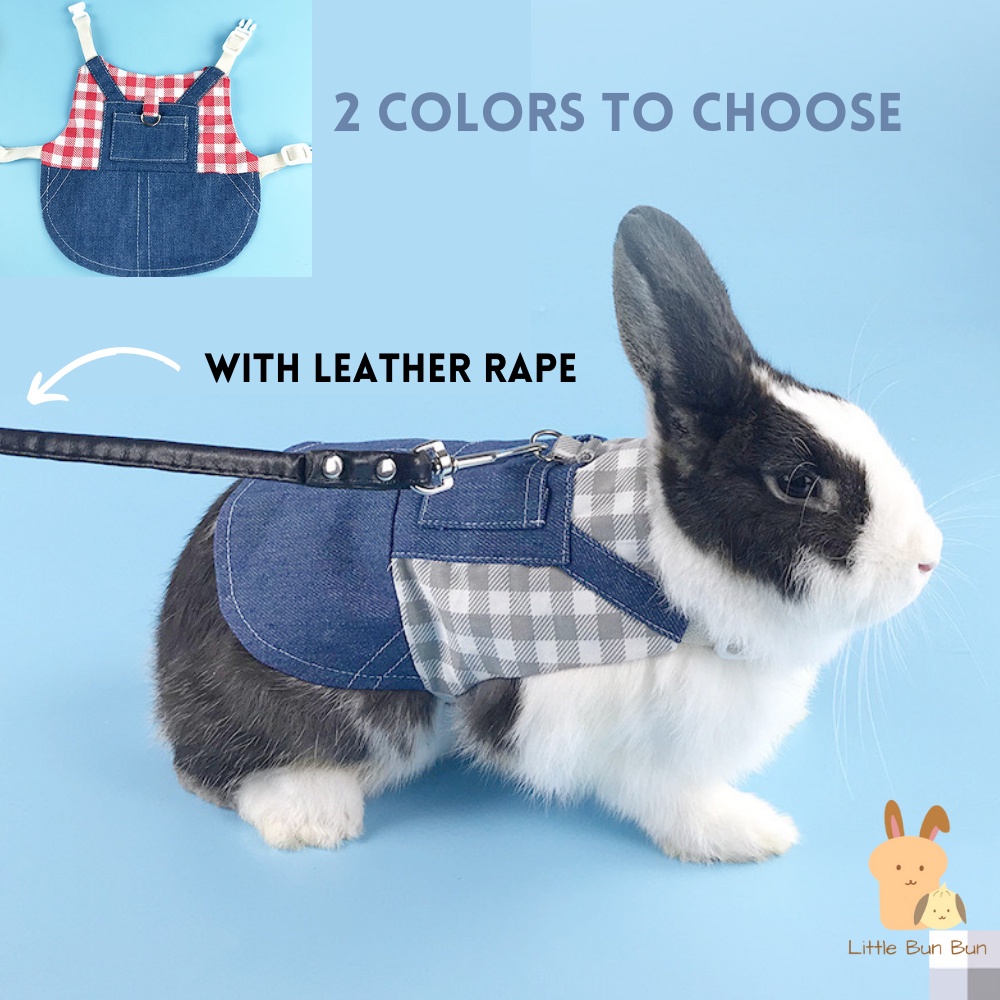 Pet Adjustable Harness Leash- grey red demin shirt cloth rabbit guinea ...