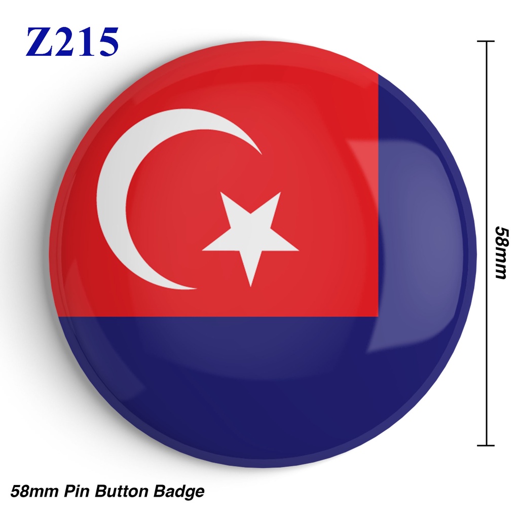 Malaysia State Flags and Merdeka Designs 58mm 44mm Button Badge with ...