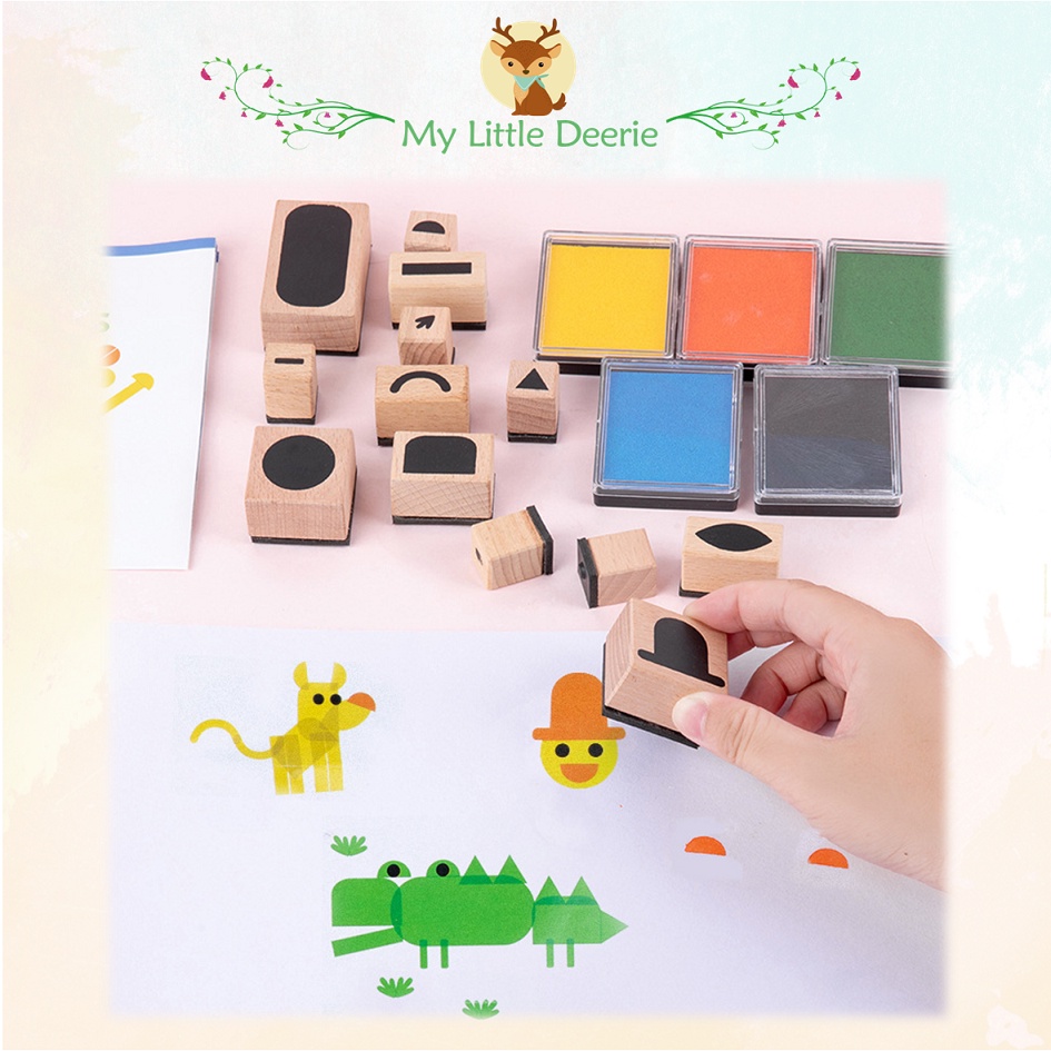 Wooden Colour Stamps Chop Stamping DIY Hands On Art Craft Early ...