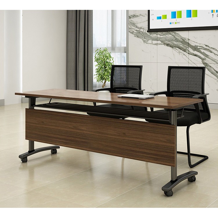 3 Sizes LONG DESK CONFERENCE RECTANGULAR FOLDING TABLE WITH WHEELS ...