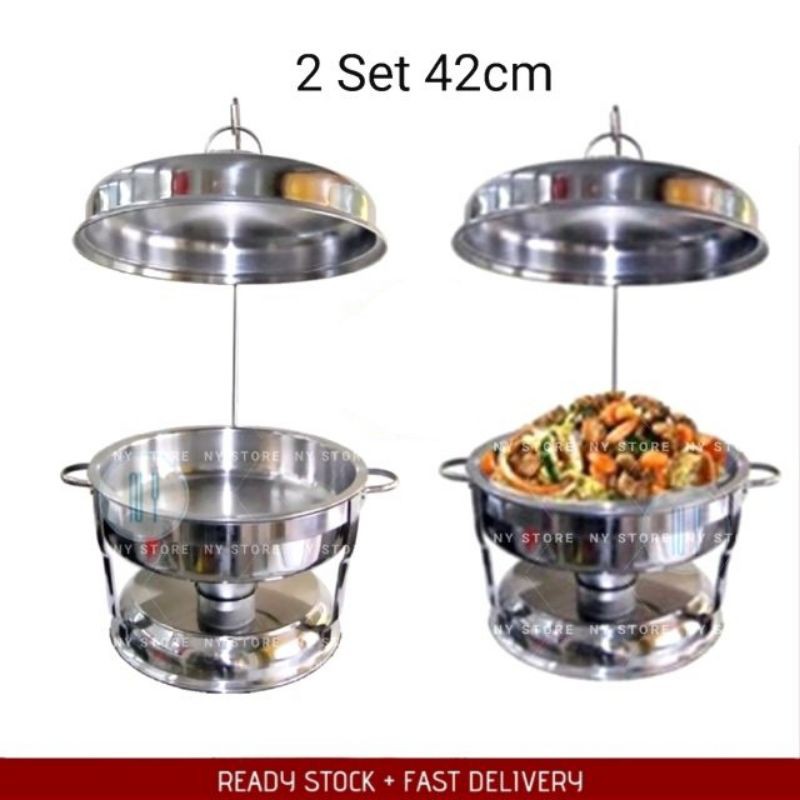 42cm Chafing Dish 2 Set Golden Bell Dome Bekas Gantung Buffet Serving ...