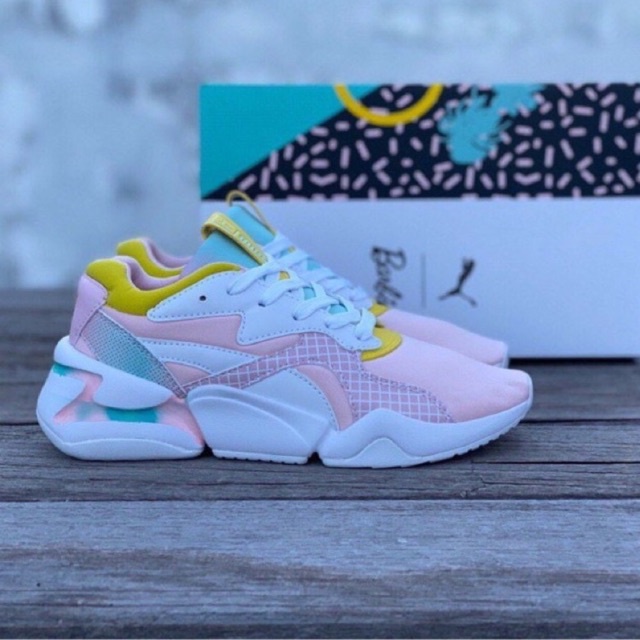 [READY STOCKS] 100% ORIGINAL PUMA NOVA X BARBIE PINK GOLD FULL COMPLETE ...