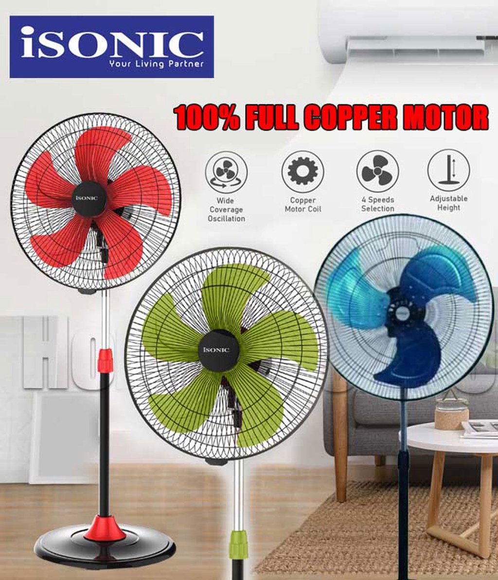 iSONIC 18 Inch ABS Industrial Stand Fan 5 Blades Commercial Stand Fan ...
