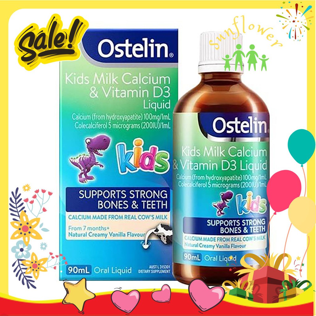 Ostelin Kids Milk Calcium Syrup & Vitamin D3 90ml liquid supplement for ...