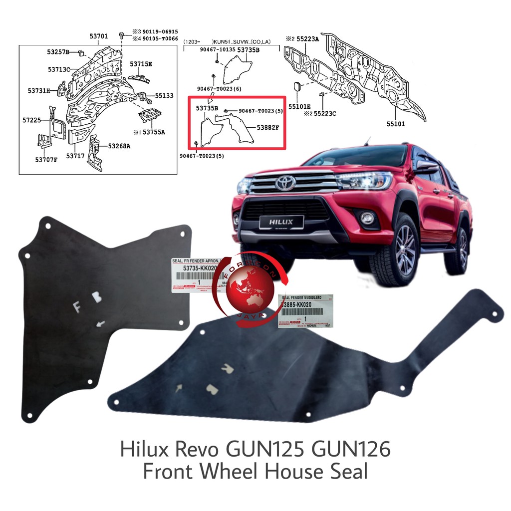 Toyota Hilux GUN125 GUN126 Front Fender Wheel House Seal (short/long ...