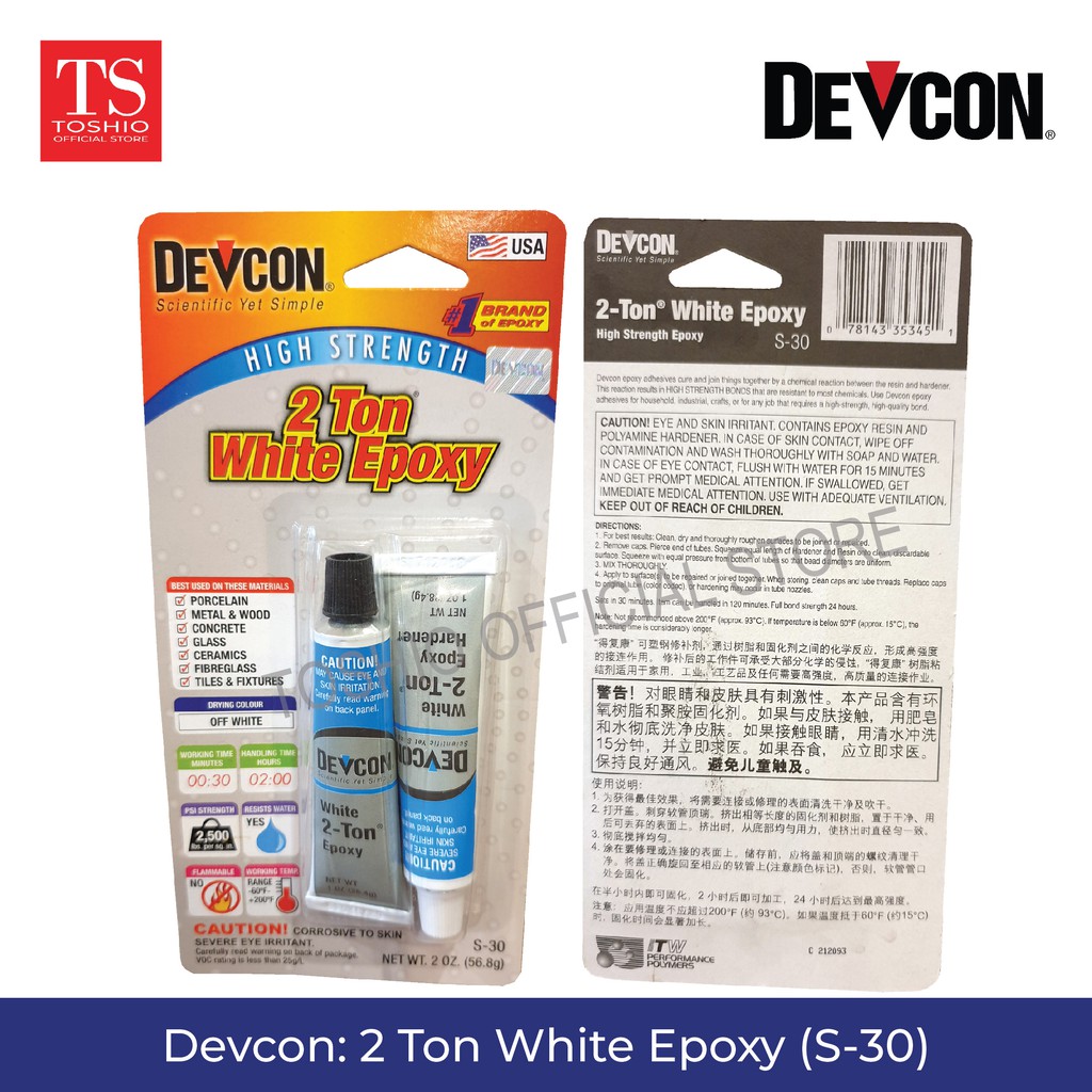 DEVCON Epoxy Adhesive (2 Ton White / Clear, 5 Minute, and Plastic Steel ...