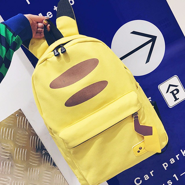 Pikachu Backpack Cute Yellow Backpack Pikachu Double Shoulder Backpack ...