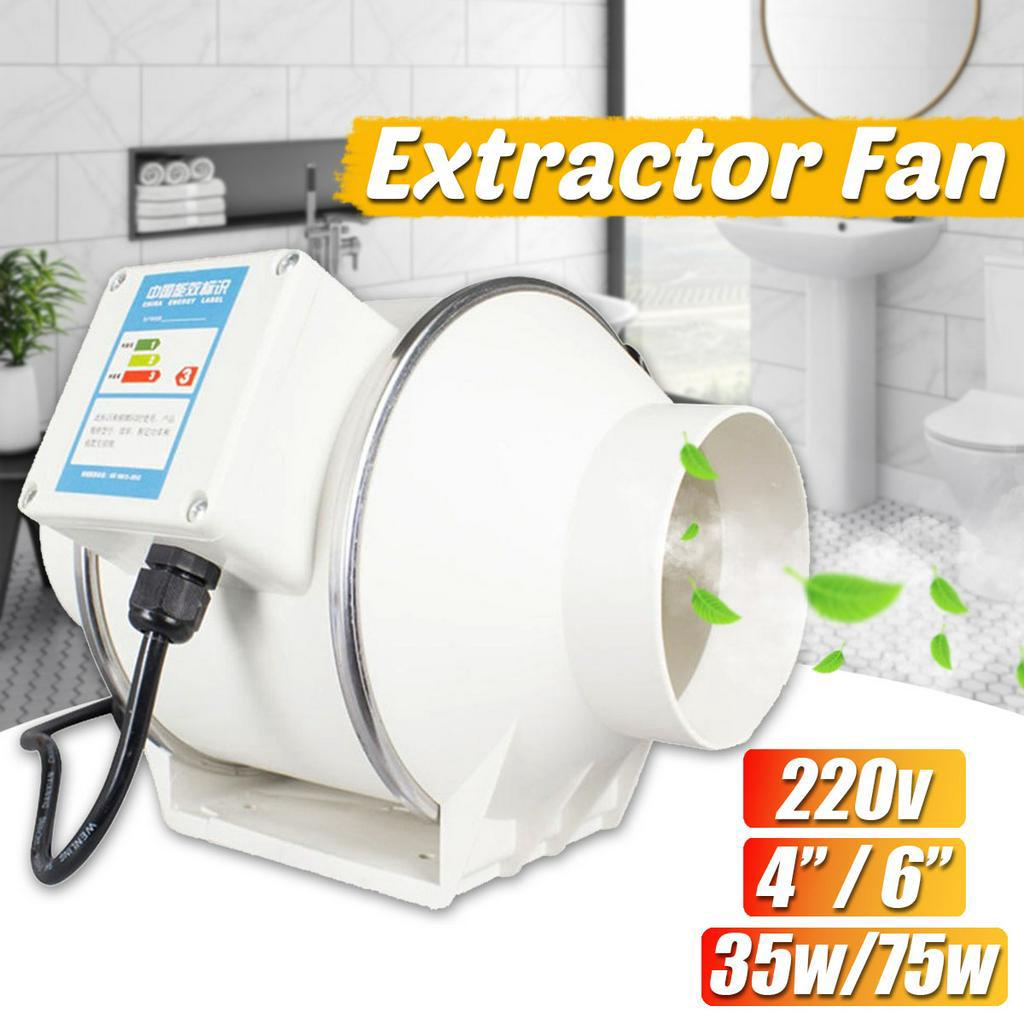 4"6" Exhaust Fan Home Silent Inline Pipe Duct Fan Bathroom Extractor ...