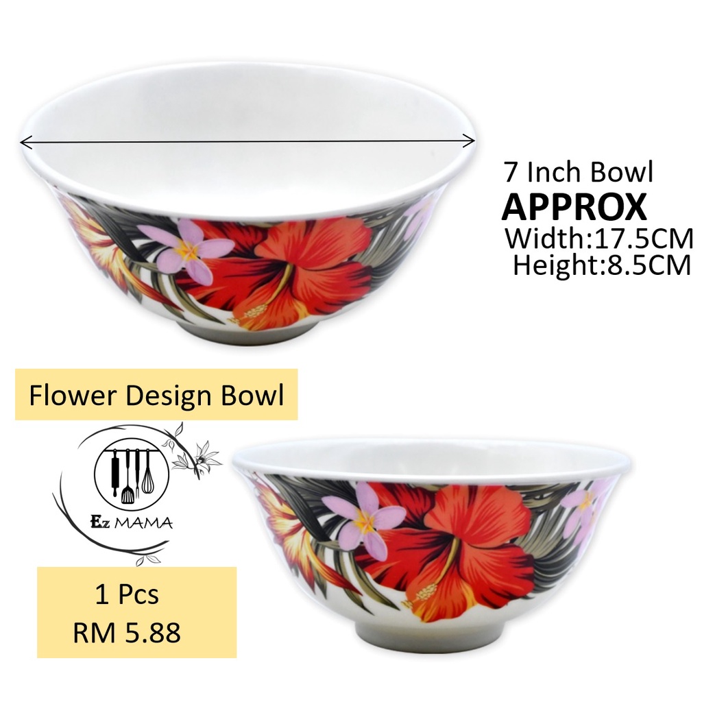 Set Melamine Plastic Plate Set Pinggan Plastik Murah Hibiscus Tableware ...