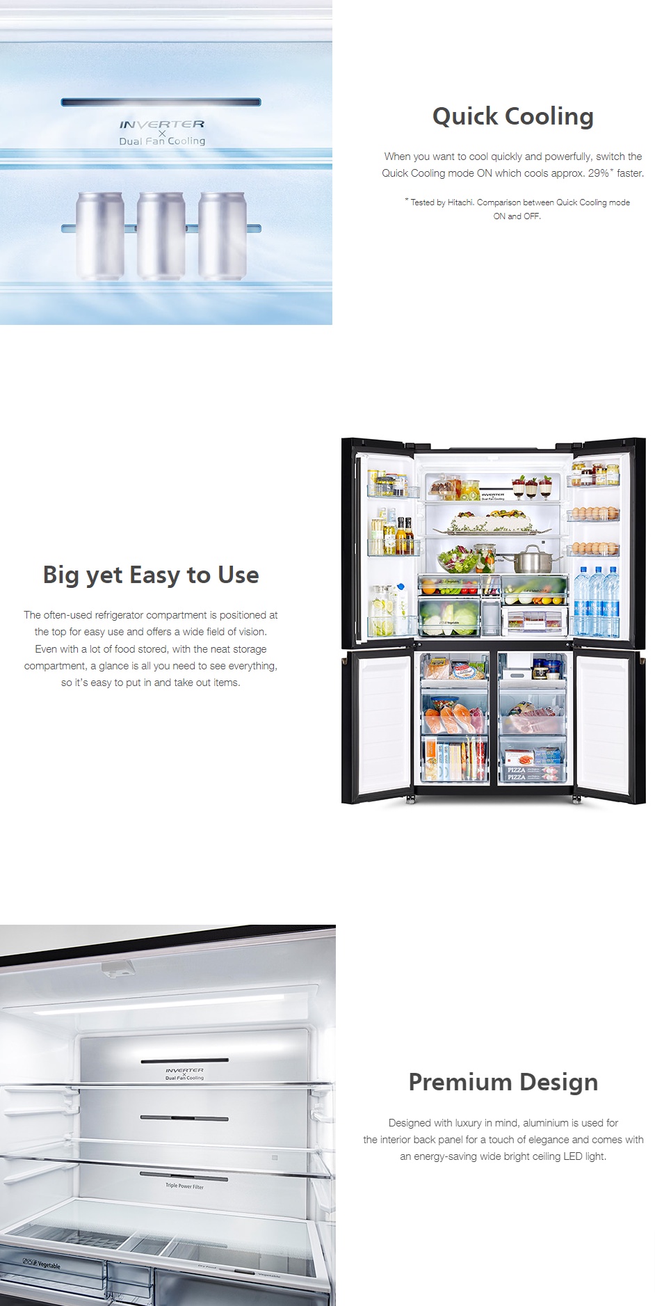 Hitachi R-WB640VM0 569L French Bottom Freezer Deluxe Refrigerator | ESH ...