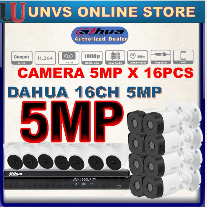 DAHUA 16-CHANNEL 5.0MP dahua 16CH Package set Full HD CCTV 5MP 16CH DVR + CAMERA 5MP recorder ...