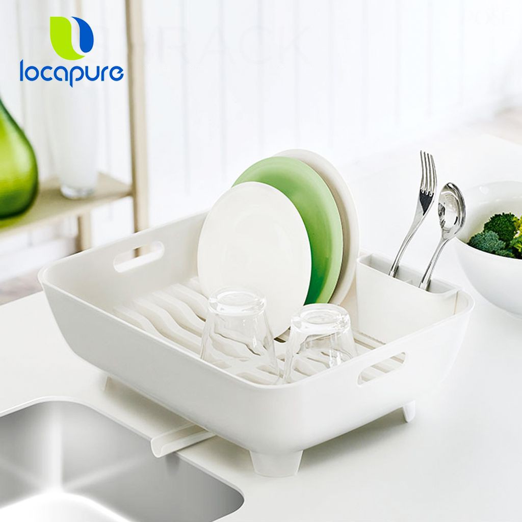 Locapure Kitchen Tableware Drying Rack with Removable Drain Board ...