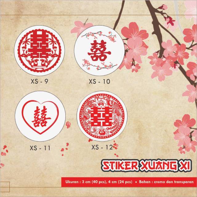 Xuang Xi Cromo Wedding Stickers / Double Happiness / Marriage / Wedding ...
