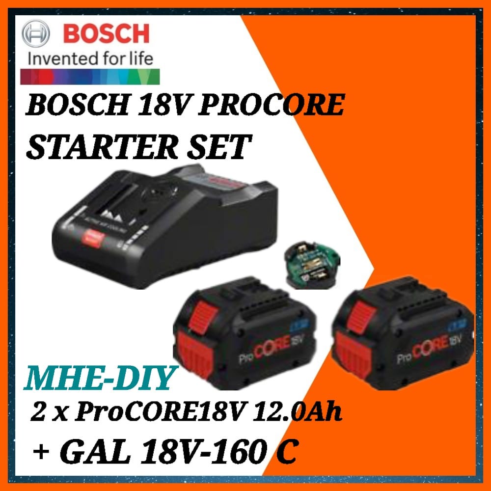 MHE DIY BOSCH 18V STARTER SET(2 x ProCORE18V 12.0Ah + GAL 18V-160 C) | Shopee Malaysia