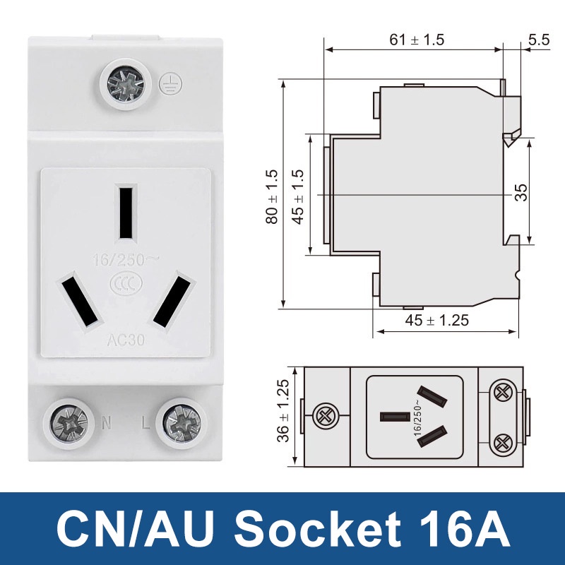 AU CN AC30 35mm Din Rail Mount Modular socket 2 3 4 hole Pins modularized Plug Single Phase 10A ...