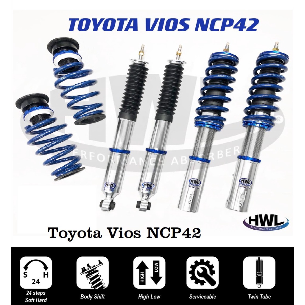 Toyota Vios NCP42 - HWL MT1bs series fully adjustable absorber coilover ...