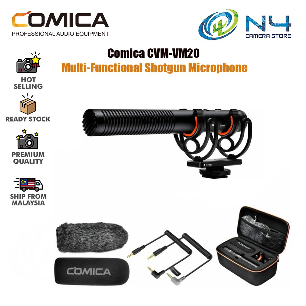 Comica CVM-VM20 Shotgun Microphone Multi-Functional Super Cardioid Condenser Shotgun Microphone ...