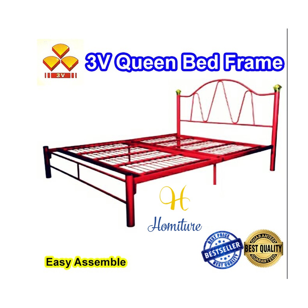 3V Metal DARK GREY colour Queen Bed Frame/ Katil Besi Queen Size ...