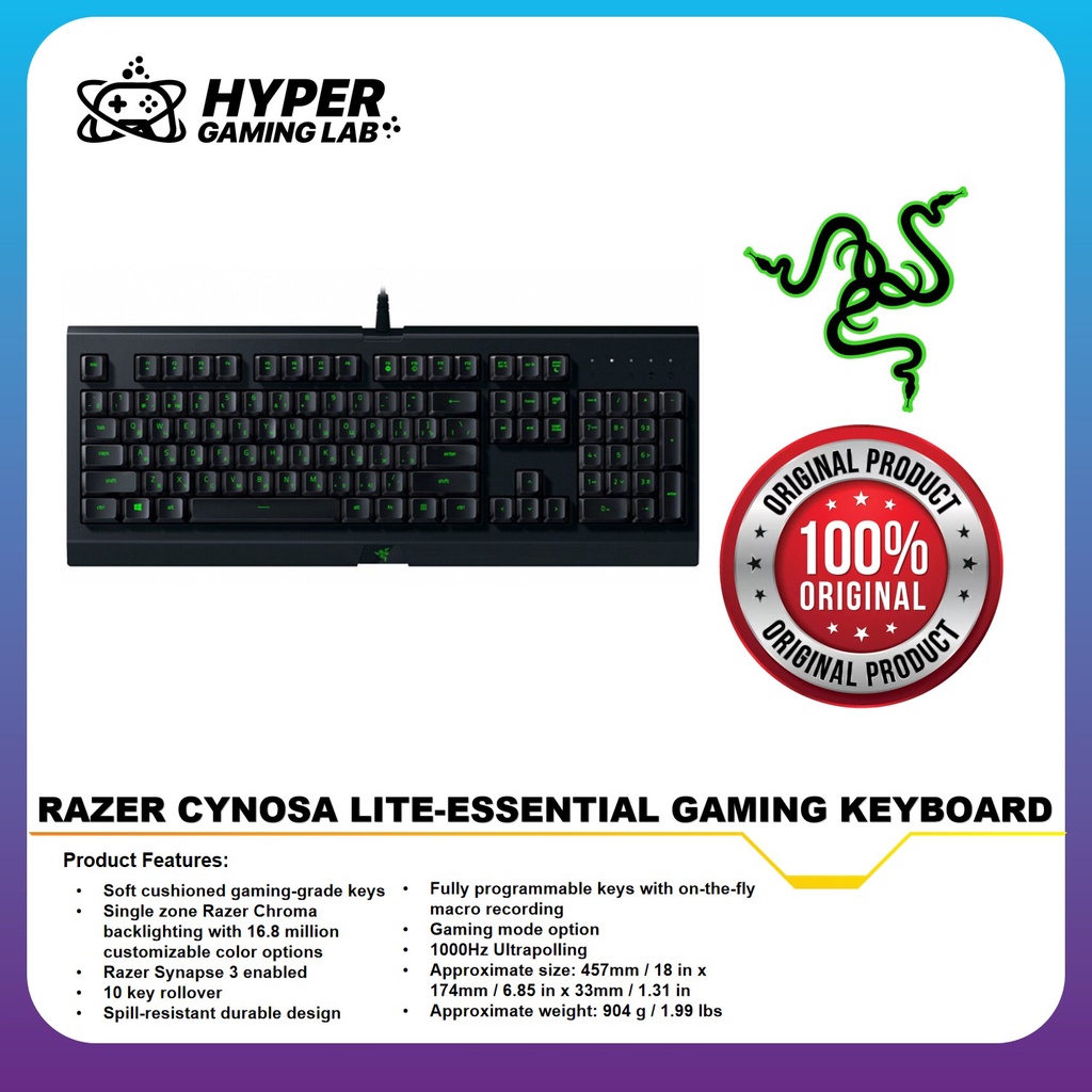 Razer Cynosa Lite - Essential Gaming Keyboard | Shopee Malaysia