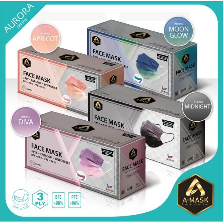 (MADE IN MALAYSIA) A-MASK Adult/Kids EarLoop Face Mask (Ear Loop 50'S ...