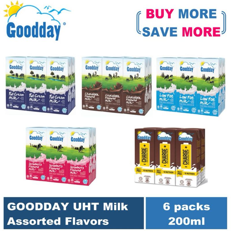 💥 SALE💥 GOODDAY UHT 6x200ml (Strawberry/Full Cream/Chocolate/Low Fat ...
