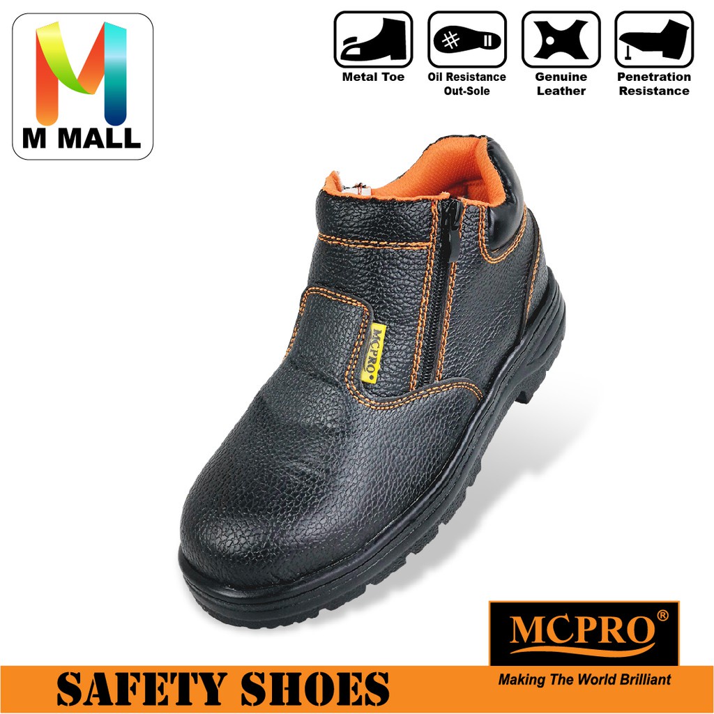 MCPRO SAFETY SHOES Steel Toe Cap Mid Sole Medium-Low Cut Leather Boots ...