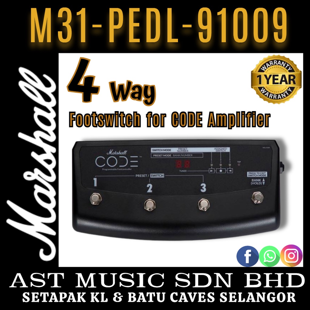 Marshall 4-Way Footswitch for CODE Amplifier M31-PEDL-91009 | Shopee ...