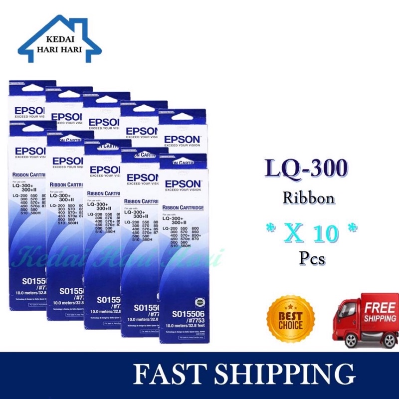 * 10 UNITS * Epson LQ300 / 300+ II Ribbon Cartridge ( S015506 / #7753 ...