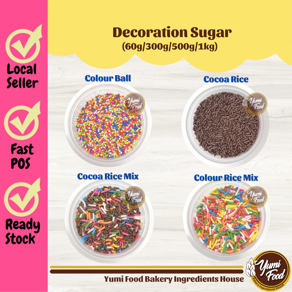 [READY STOCK] DIY DECO SPRINKLES| TOPPINGS| HALAL| Colour Ball/ Cocoa ...