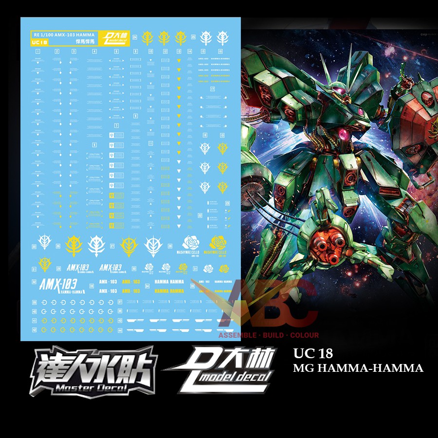 [Dalin] Waterslide Decal - UC18 RE 1/100 Hamma-Hamma AMX-103 Model Kit Water Sticker 悍马悍马 高达水贴 ...