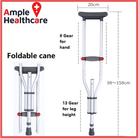 Crutches Cane Foldable Tongkat Ultra-Light Weight Underarm Cane Arm ...