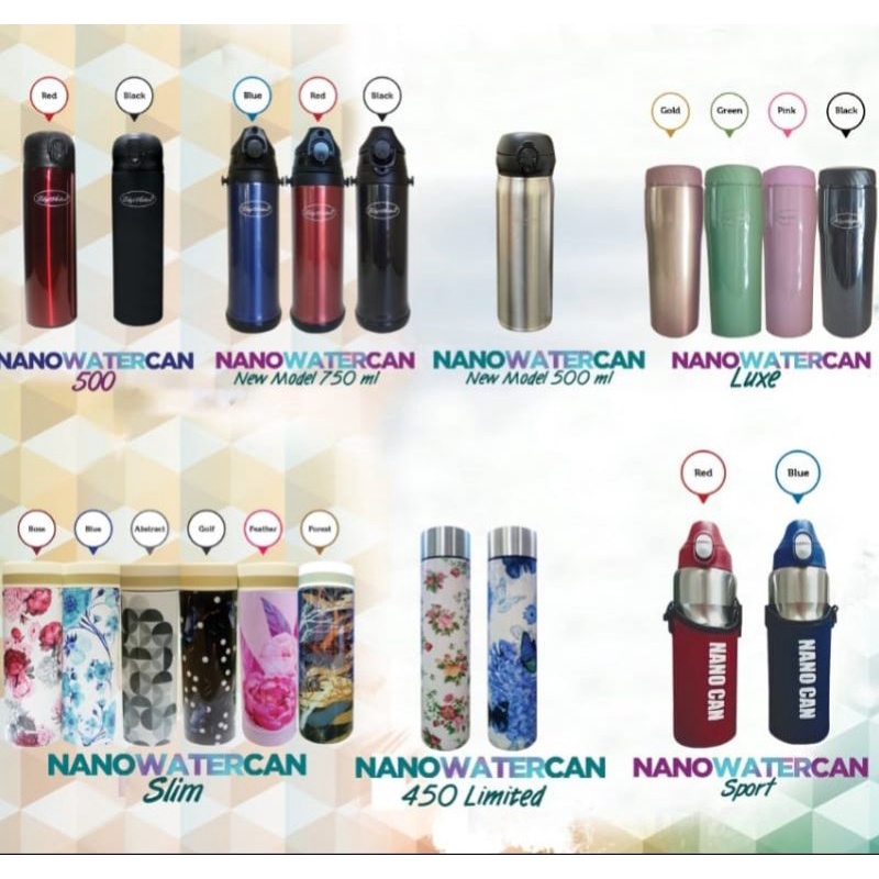 TERMOS Thermos Nano Water Can Luxe Sport Slim 330 450 500 750 ml 1 ...