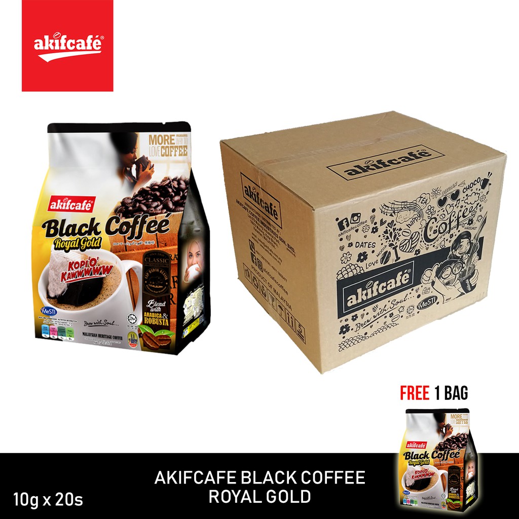 Akifcafe Black Coffee Royal Gold ( 10 g X 20 Sachet X 18 Bag ) 1 carton ...