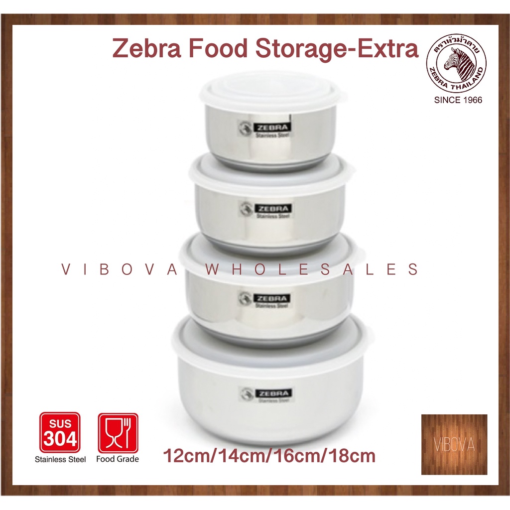 Zebra SUS304 Food Storage Extra Water Bowl with Cover 12cm / 14cm ...