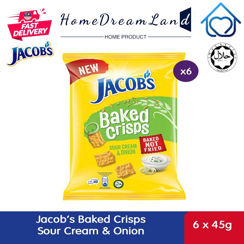 Jacob’s Baked Crisps 6 X 45G Sour Cream And Onion | Shopee Malaysia
